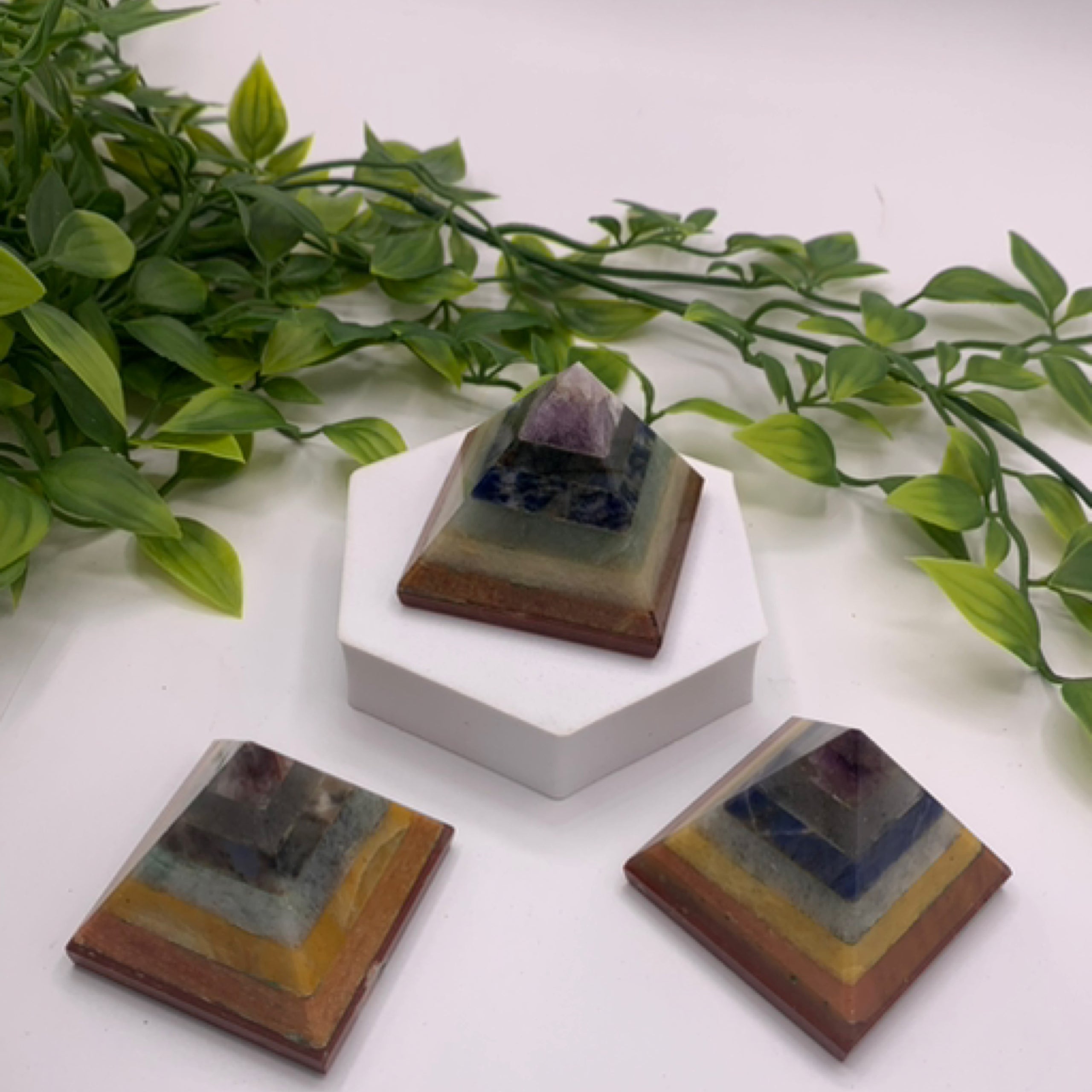 7 Chakra Stone Pyramid | The Oak Tree Gems & Minerals